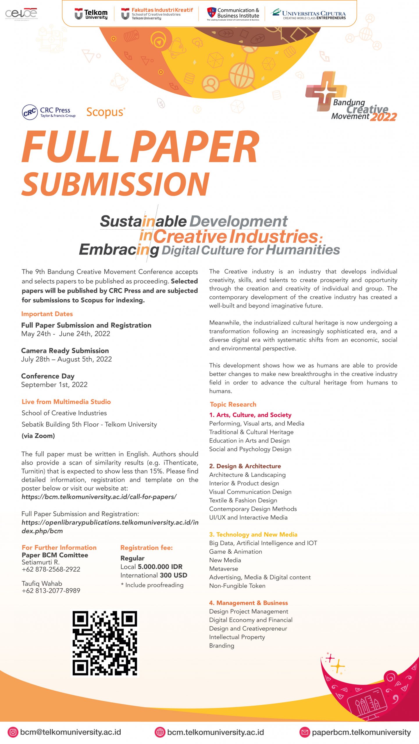 Last Day of Full Paper Submission Bandung Creative Movement 2022 ...
